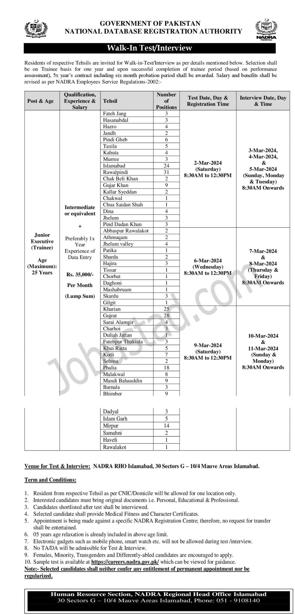NADRA Today Jobs 2024 For Male And Female Online Apply Form - Pakistan ...